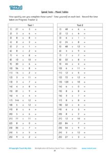 Multiplication & Division Quick Tests - Mixed Tables (7-11 Years) - TMK ...