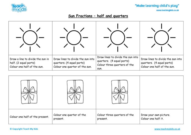 Sun Fractions - Half, Quarters and Three Quarters - TMK Education
