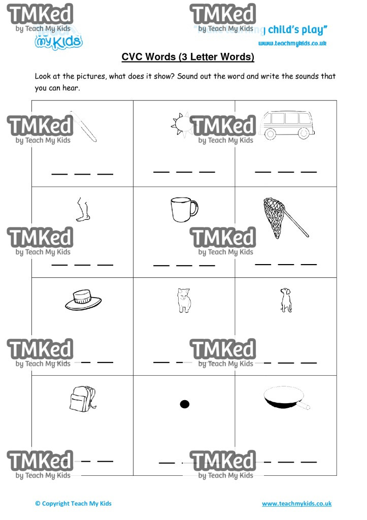 CVC Words - 3 Letter Words - TMK Education