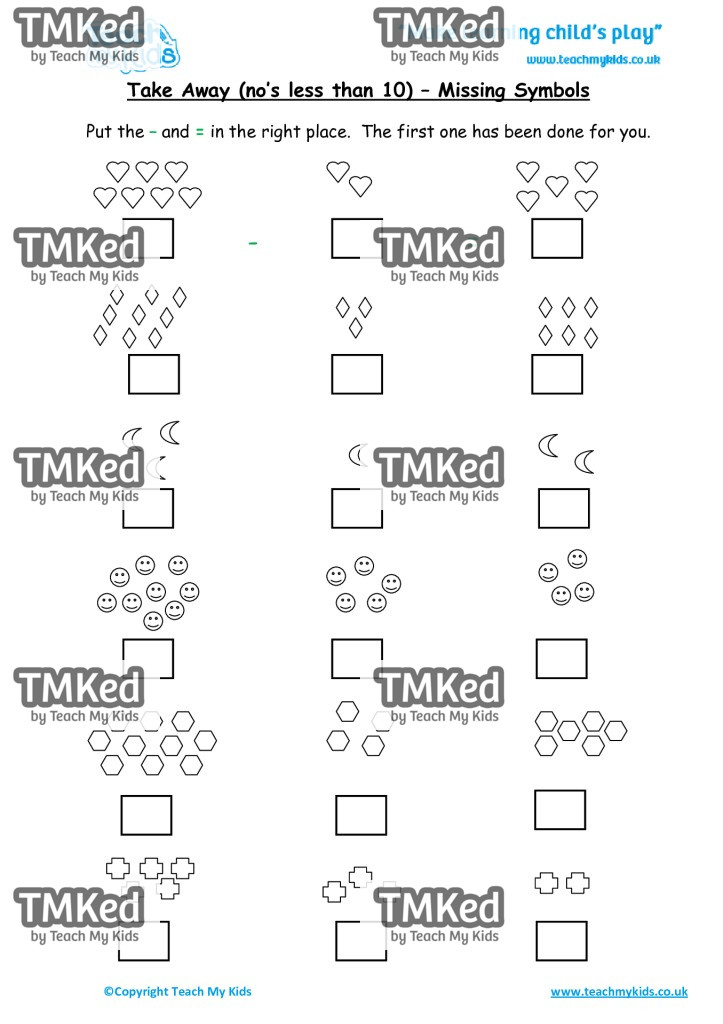 Take Away - Numbers Under 10, Number Sentence - TMK Education