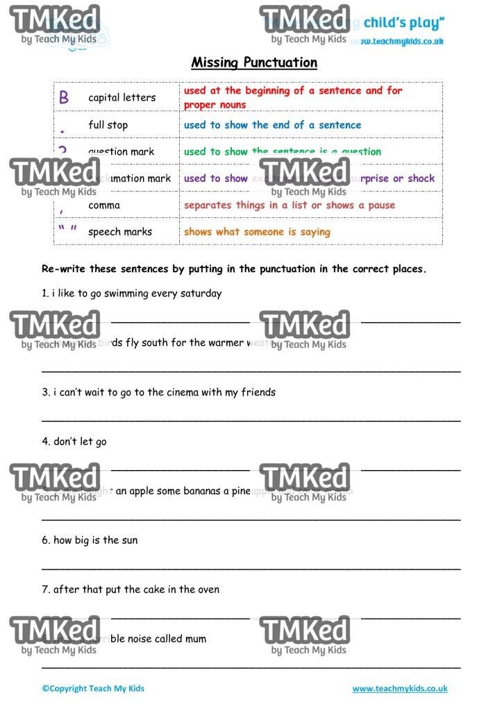 Missing Punctuation (2) - TMK Education