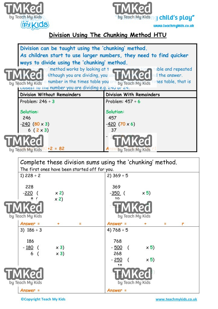 Division Using the Chunking Method - HTU - TMK Education