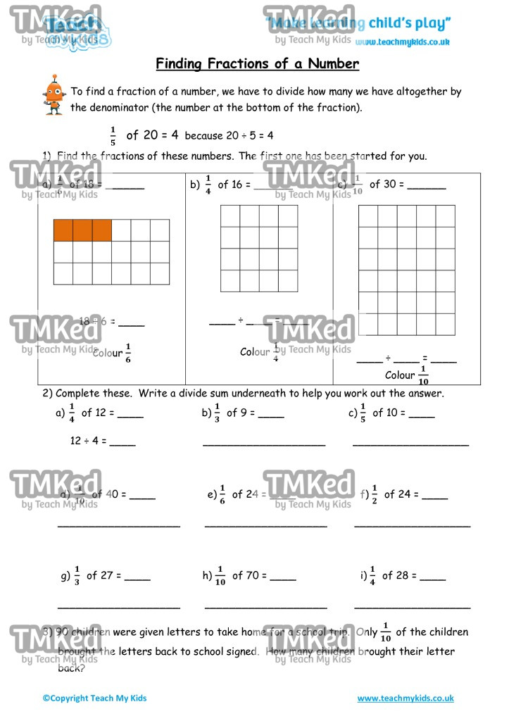 Finding Fractions of a Number - TMK Education