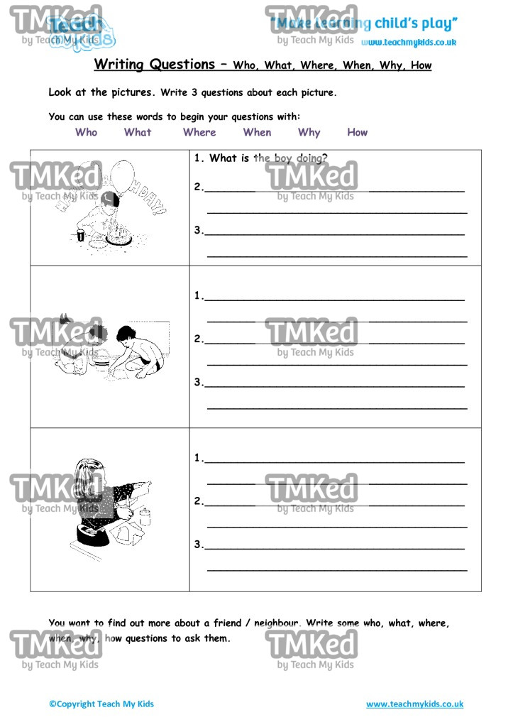 Writing Questions - Who, What, Where, When, Why, How - TMK Education