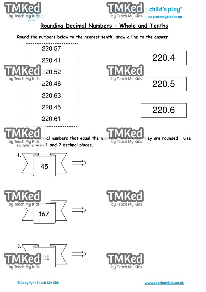Rounding Decimal Numbers - Whole and Tenths - TMK Education