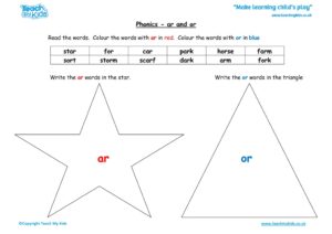 Phonics - ‘ar’ and ‘or’ Words - TMK Education