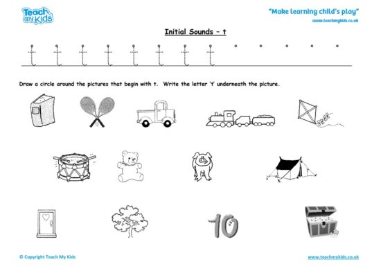 Initial Sounds - s, a, t, p, i, n Writing Practise - TMK Education