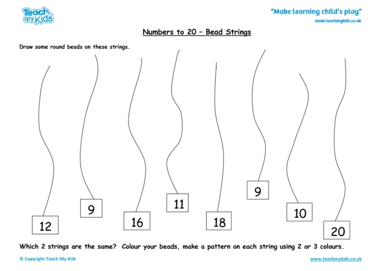 Numbers to 20 - Bead Strings - TMK Education