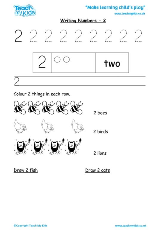 Practise Writing Numbers - 2 - TMK Education