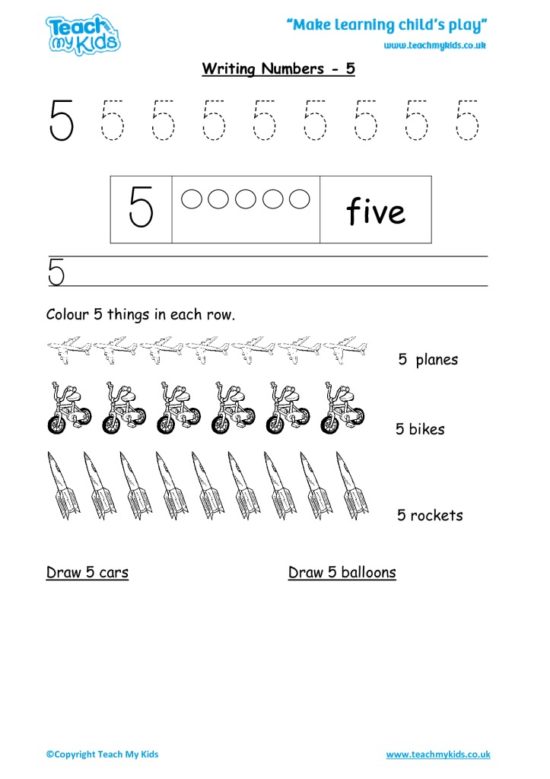 Practise Writing Numbers - 5 - TMK Education