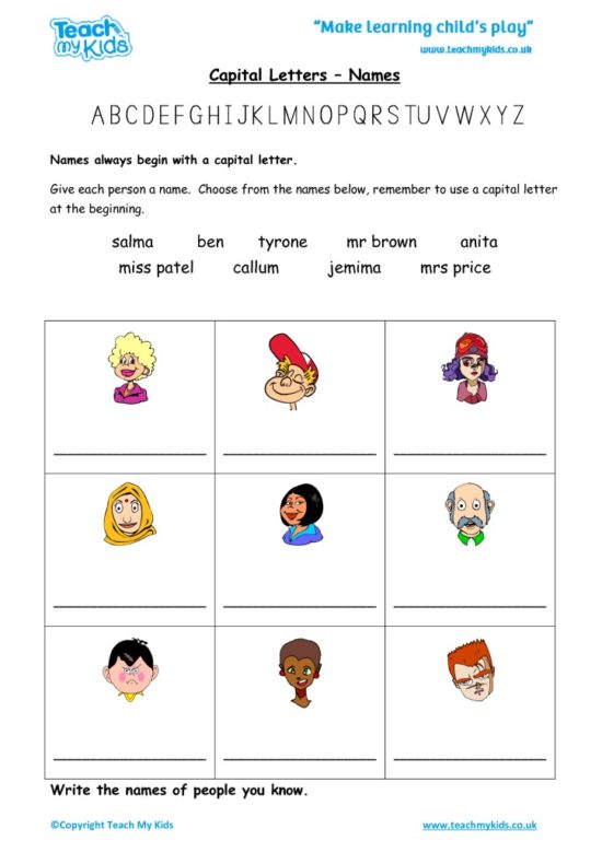Capital Letters - Names - TMK Education