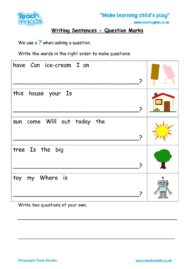 Writing Sentences - Question Marks - TMK Education