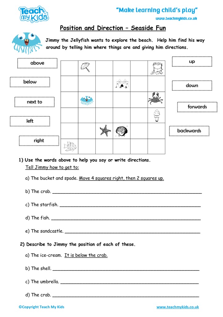 Direction Worksheet For Grade 3