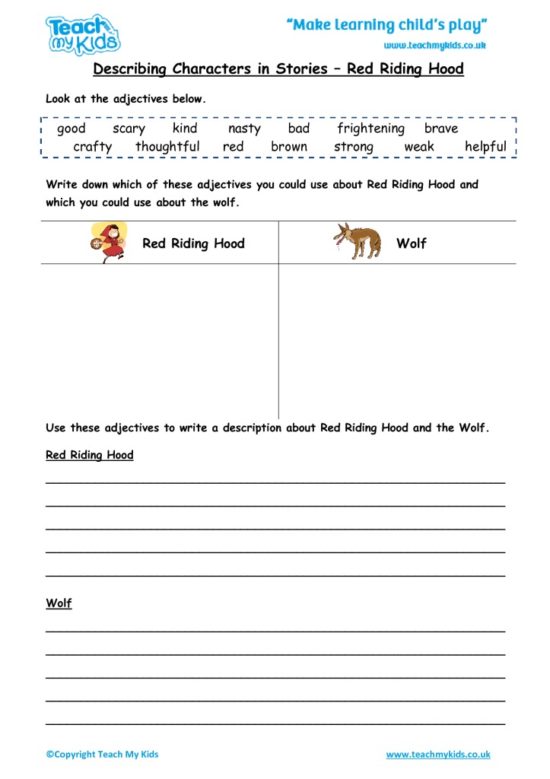 Describing Characters in a Story - Red Riding Hood - TMK Education