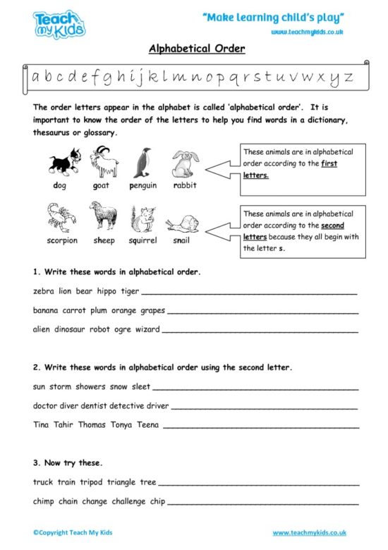 Alphabetical Order - TMK Education