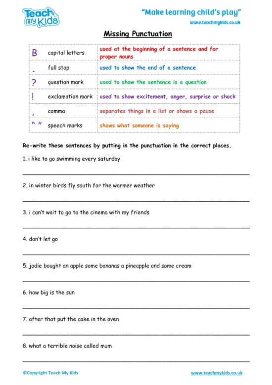 Missing Punctuation (2) - TMK Education