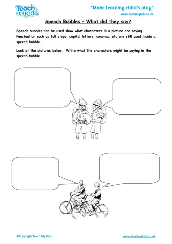 Speech Bubbles - What Did They Say? - TMK Education