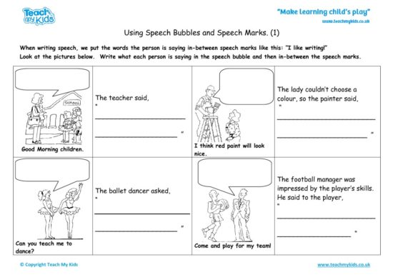 Using Speech Bubbles and Speech Marks (1) - TMK Education