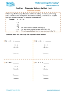 Addition Expanded Column Method TU - TMK Education