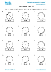 24 Hour Clock - Write the Time (2) - TMK Education