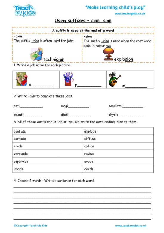 Using suffixes – cian, sion - TMK Education