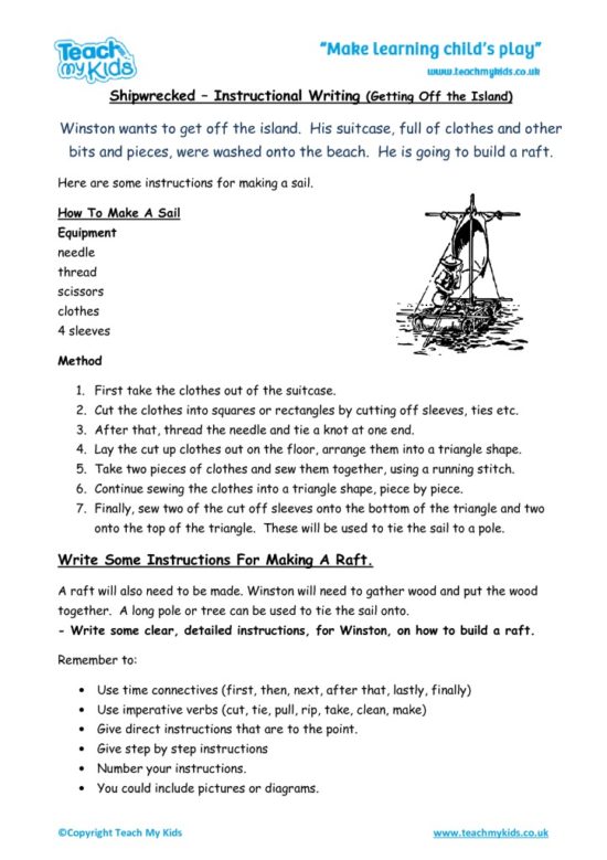 Shipwrecked - Writing Instructions (Getting off the Island) - TMK Education