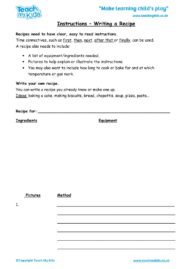 Instructions - Writing a Recipe - TMK Education