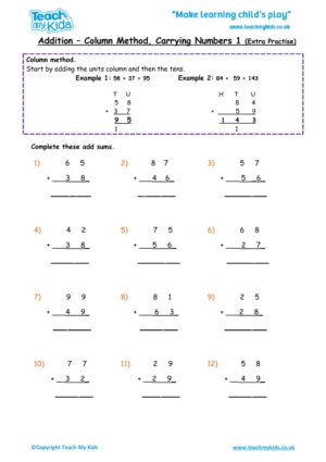 Addition - Column Method HTU - TMK Education