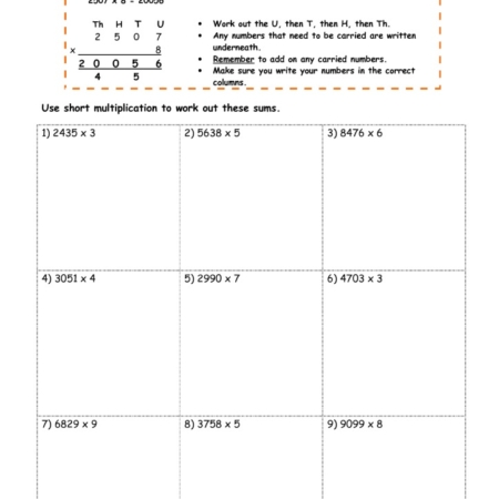 Short Multiplication (htu x u) - Extra Practise - TMK Education