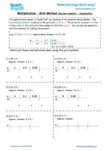 Multiplication - Grid Method, Decimal Numbers (hundredths) - TMK Education