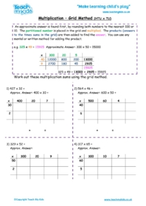 Multiplication - Grid Method htu x tu - TMK Education